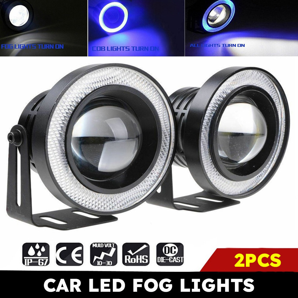 NICESHOP 2pcs 3.5 inch Car COB LED Angel Eyes Fog Light Ring Lens ...