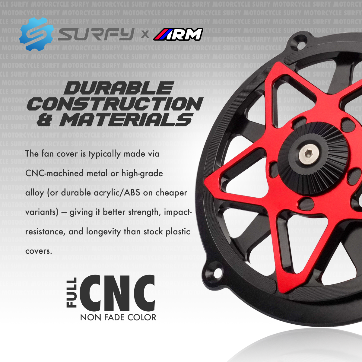 Arm Premium Radiator Fan Cover Full CNC 2-Color Spinner Design For ...