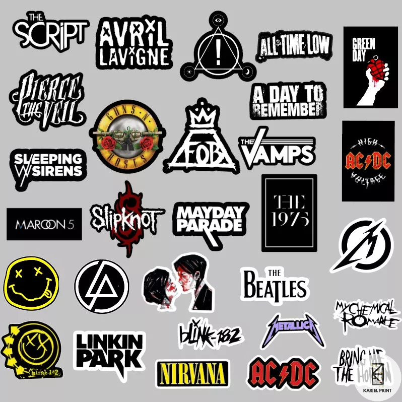 15 pcs Rock Band Stickers Waterproof Laminated Sticker Pack | Shopee ...