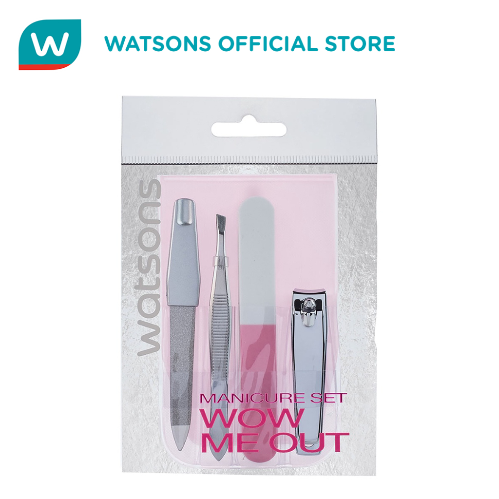 WATSONS Manicure Set 4pc (2 nail files + clipper + tweezer) | Shopee ...