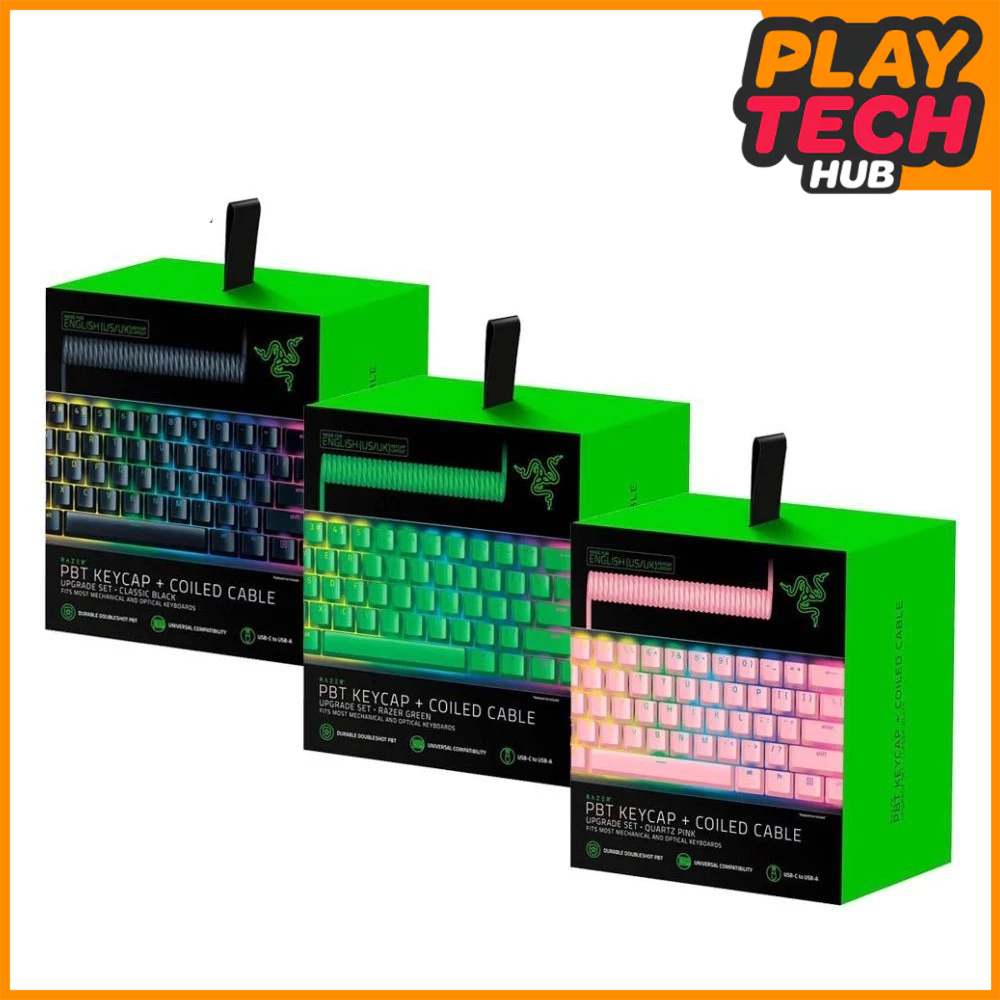 Razer PBT Keycaps + Coiled Cable Upgrade Set | Shopee Malaysia