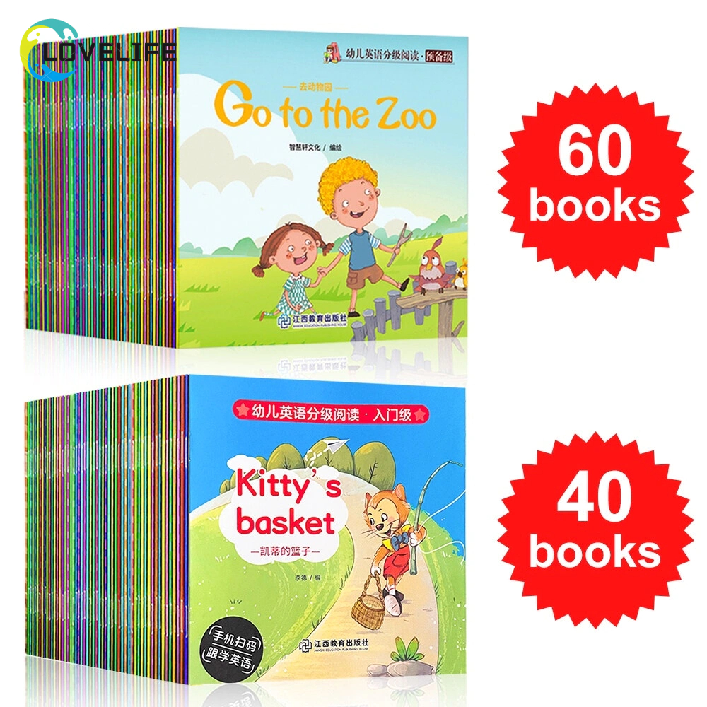 60 Books Kids Early Reading Story Books Full Color Coated Paper Bedtime ...