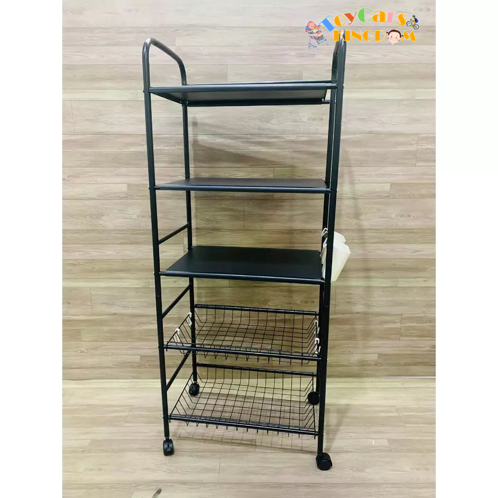 5 Tiers Metal Kitchen Rack Organizer Metal Shelves with Wheels ...