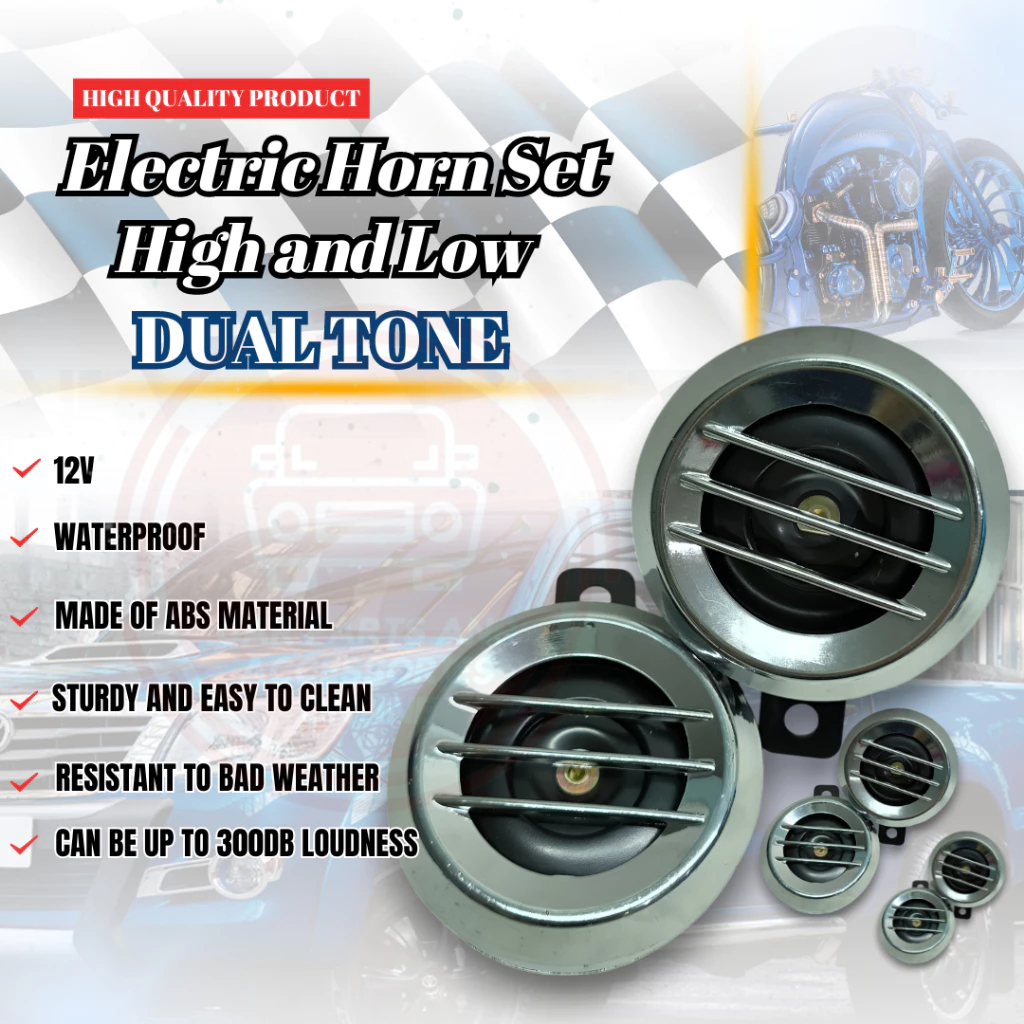 CPAO 12V High and Low Tone Horns Car Electric Horns Set Loud Horns HR ...