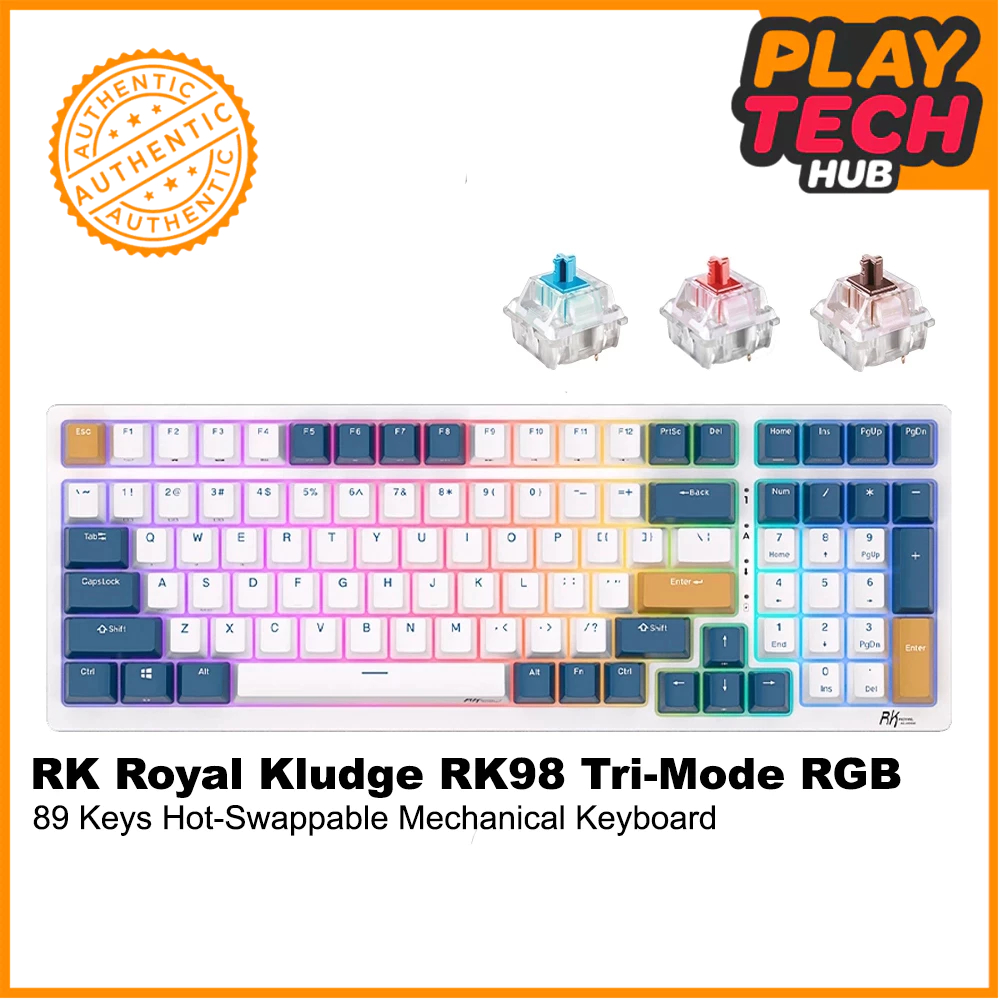 RK Royal Kludge RK98 Tri-Mode RGB Hot-Swappable Mechanical Keyboard ...
