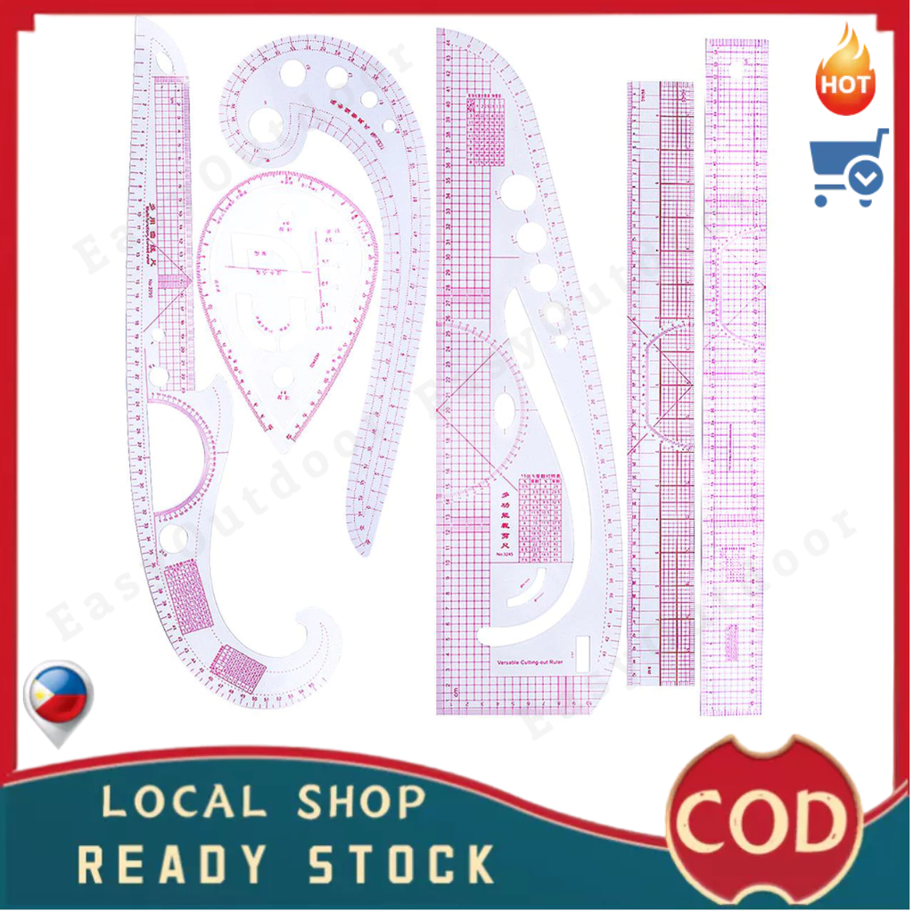 6PCS French Metric Ruler Clothing Fashion Ruler Curve Shaped Grading ...