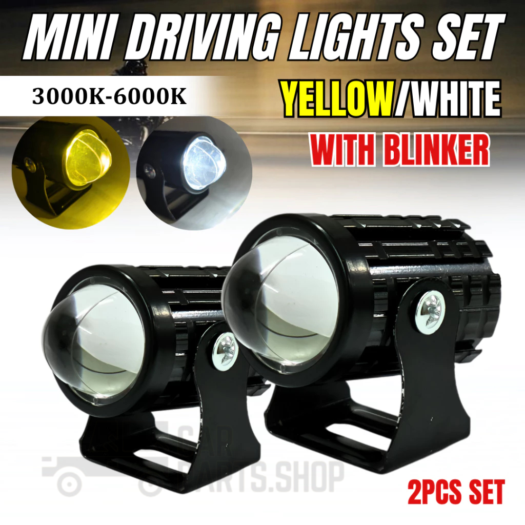 OAPC MINI DRIVING LIGHTS SET WITH BLINKER AND SWITCH YELLOW/WHITE ...