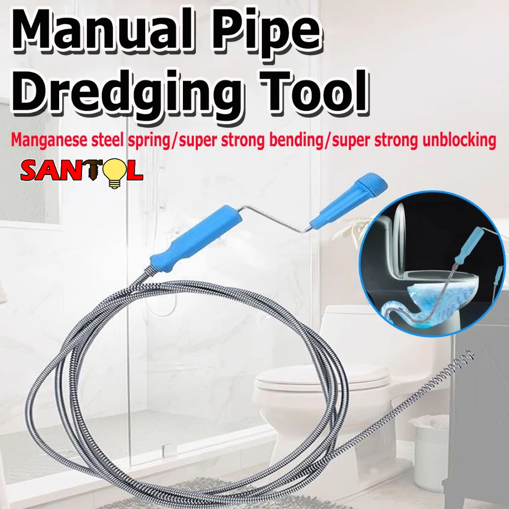 2-5m Drain Auger Plumbing Snake Hair Clog Removal Spring Pipe Dredging ...