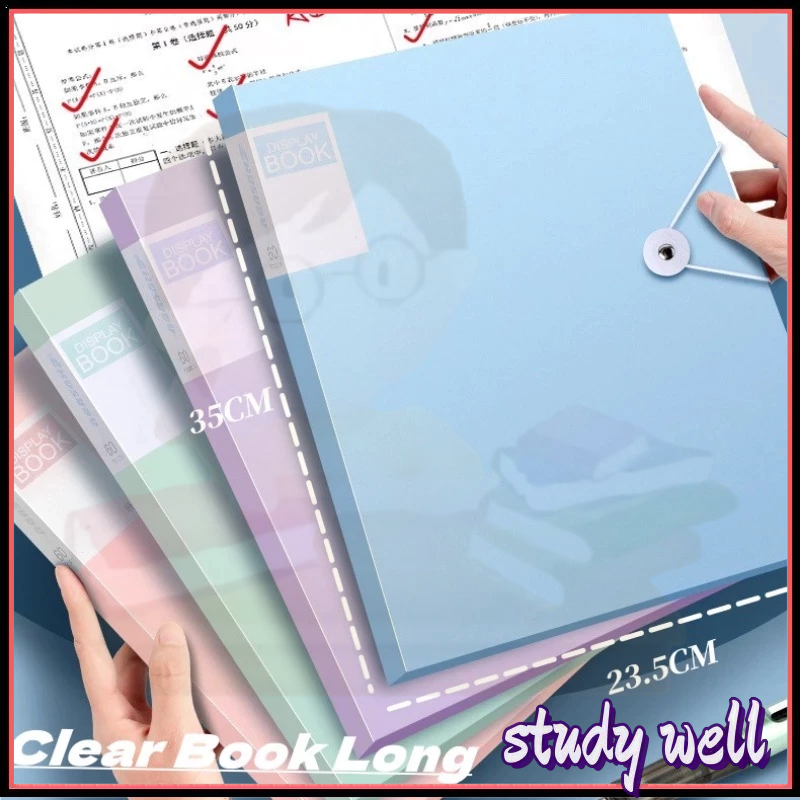 Clear book A4 long file organizer folder presentation document holder ...
