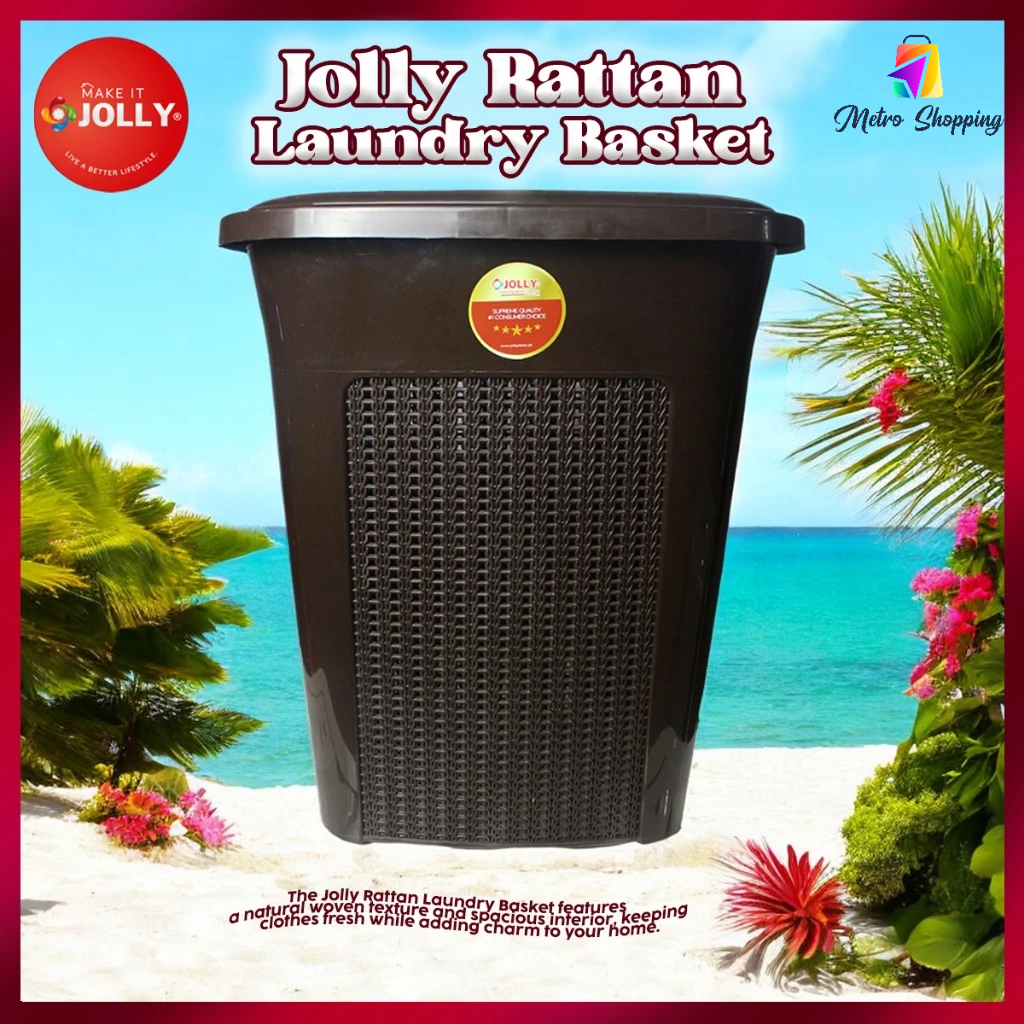 Jolly Rattan-Style Laundry Basket with Flip-Top Lid – Durable & Stylish ...