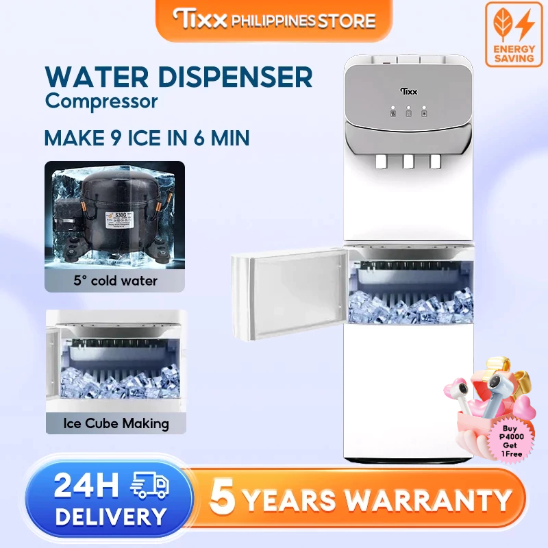 Tixx 2In1 Water Dispenser With Ice Cube Molder Compressor for 5 Cold ...