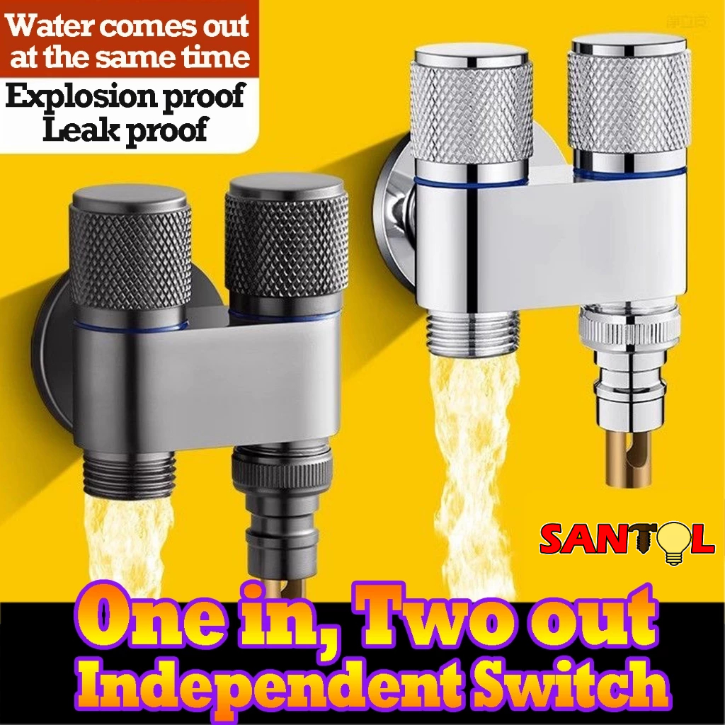 Double Angle Control Washing Machine Faucet Toilet Triangle Valve Home ...