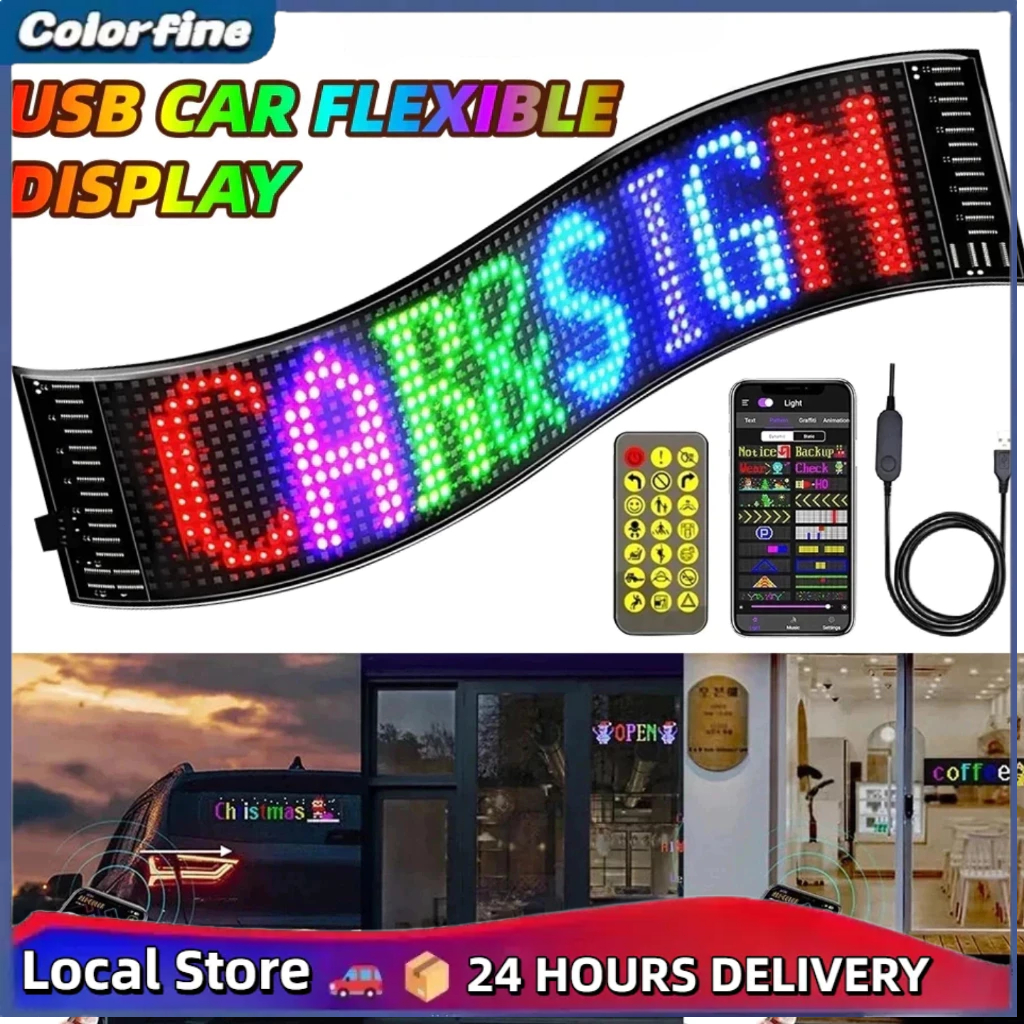 LED Sign Light for Car Truck Devil's Eye Running Text RGB Belakang ...