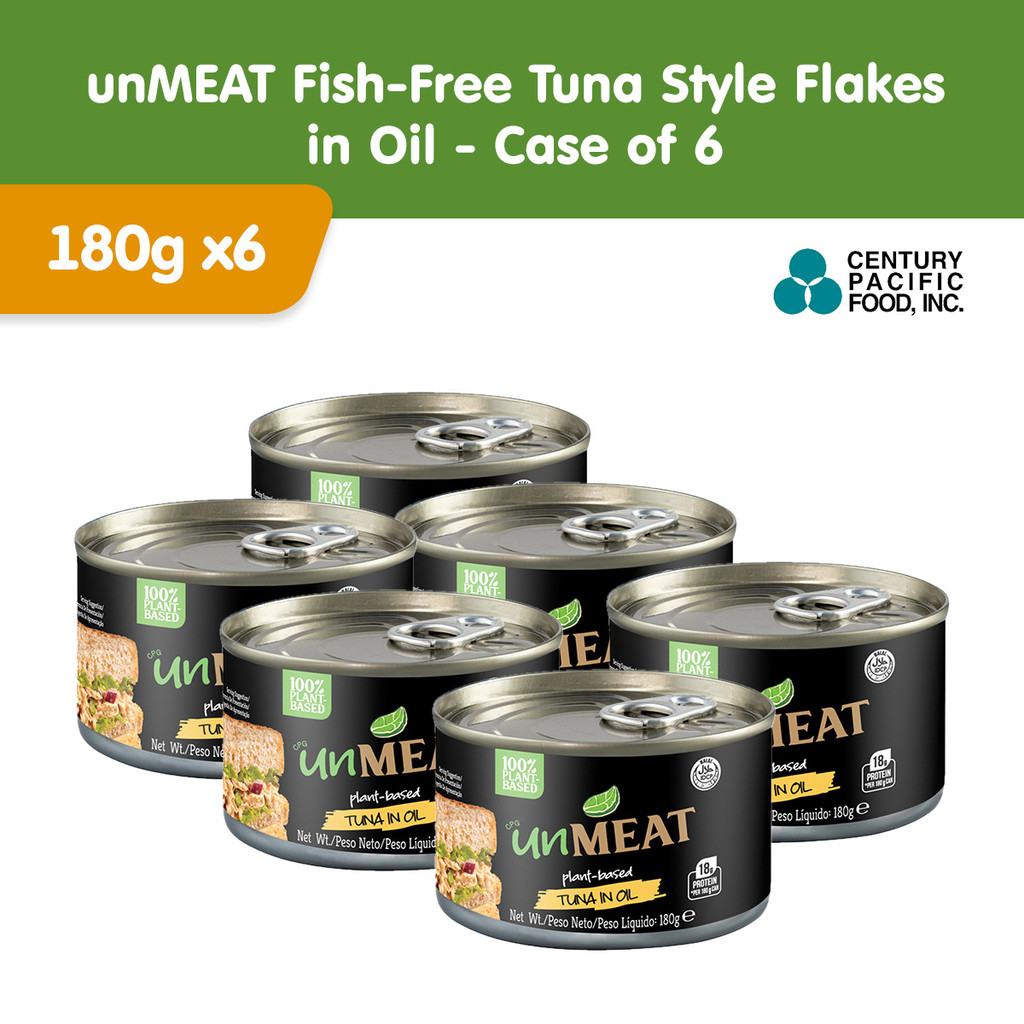 unMEAT Fish-Free Tuna Style Flakes in Oil 180g (Pack of 6pcs) - 100% ...
