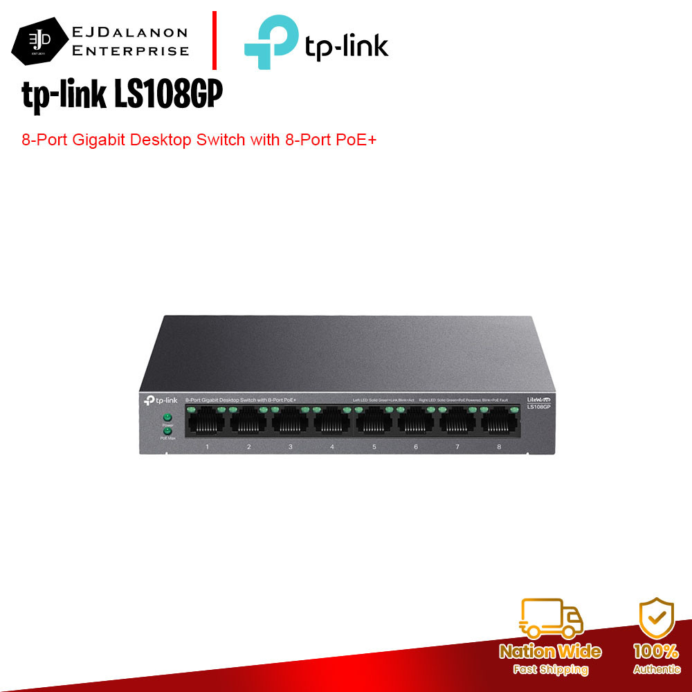 tp-link LS108GP 8-Port Gigabit Desktop Switch with 8-Port PoE+ ...