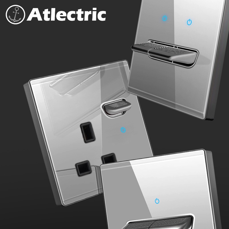 Atlectric 13A Malaysia Plug Wall Switch With LED Power Socket Gray ...