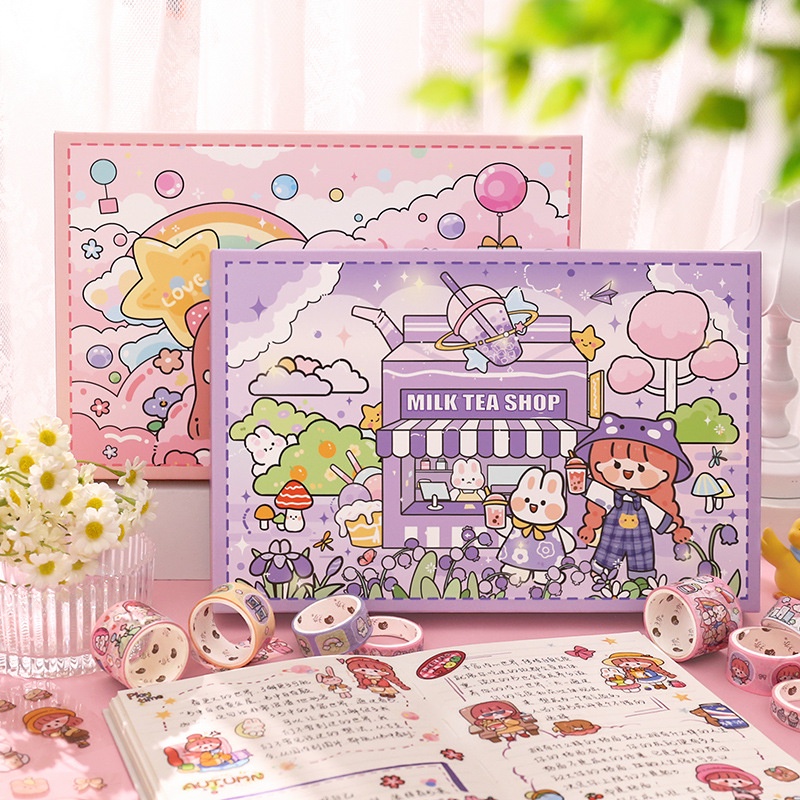 100 hand account stickers note gift box children's girl tape stickers ...