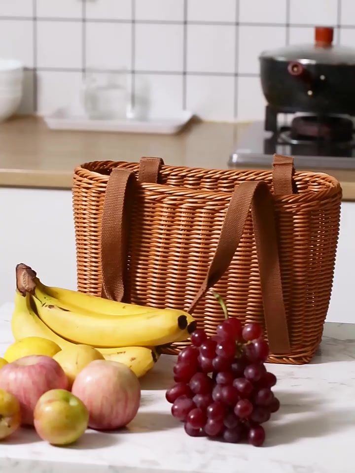 Sundries Basket with Handle Handmade Rattan Picnic Basket ...