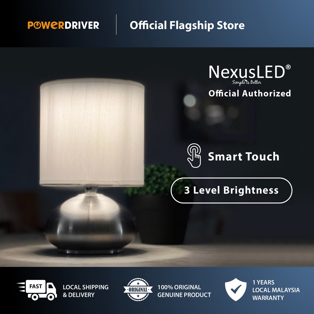 NexusLED Table Lamp Bedside Lamp Touch Control 3-Level Brightness ...