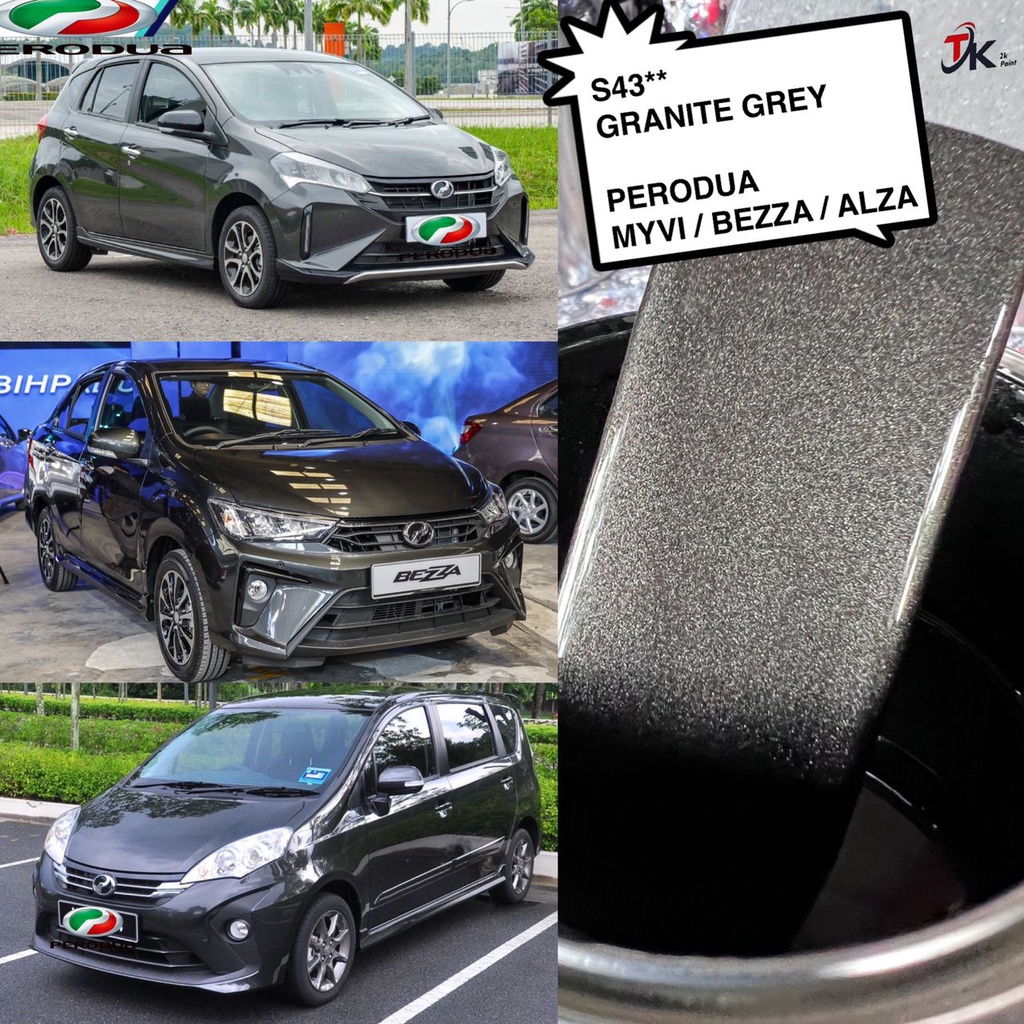 S43** GRANITE GREY - PERODUA MYVI/BEZZA/ALZA - 2K PAINT/CAR PAINT/CAT BANCUH/CAT KERETA/PERODUA ...