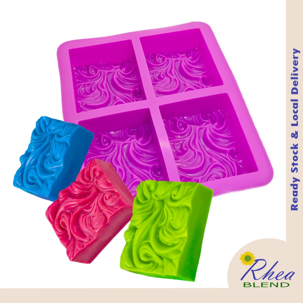 4 Cavity Ocean Wave Silicone Mould 100g Rectangle Mold Handmade Soap ...