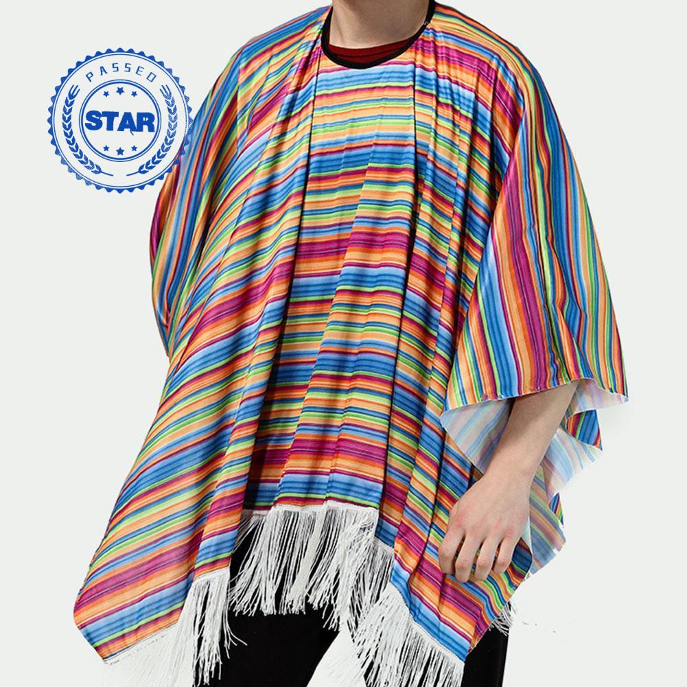 Mens Mexican Serape Poncho & Sombrero Spanish Hat Halloween Adult ...