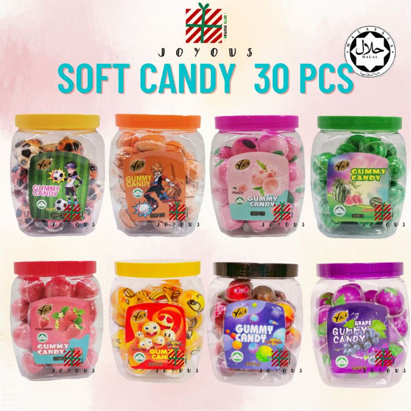 30pcs V.KA Gummy Ball Gula Jelly soft gula (Football/ Peach /Watermelon ...