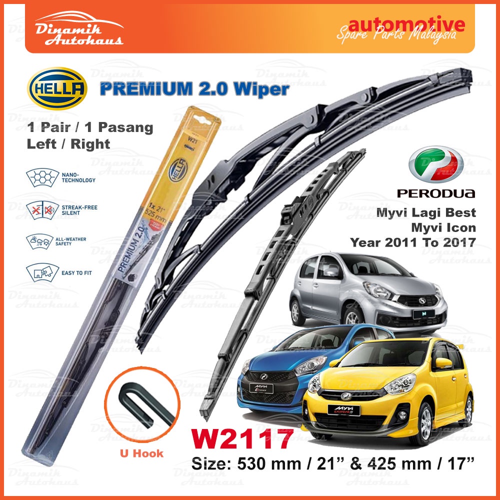 Perodua Myvi Lagi Best Icon Car Front Windscreen Wiper Size 21 & 17 (1 ...