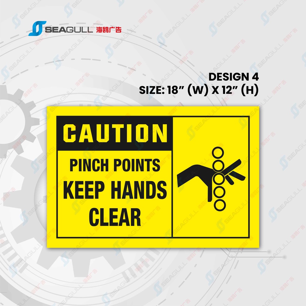 Pinch Point Sign Sticker Danger Caution Warning Keep Hands Clear ...