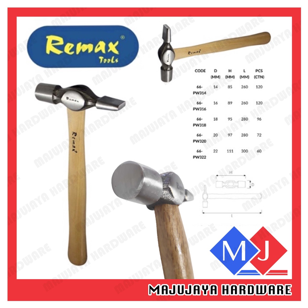 REMAX Nekrn Wood Handle Wiring Hammer Cross Pein Hammer Tukul Kayu ...