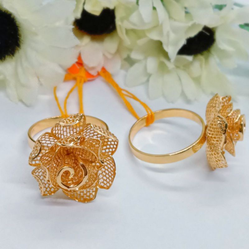 Cincin Bunga A emas 916 | Shopee Malaysia