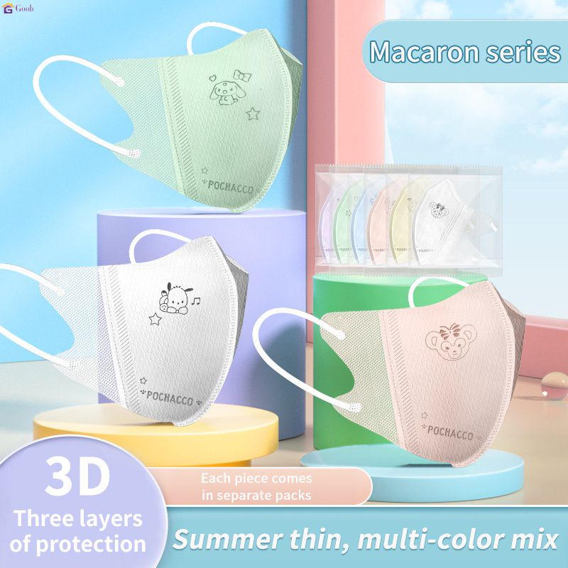 Disposable Face Mask, 4 Ply, Hello Kitty Cartoon Print, Macaron Color ...