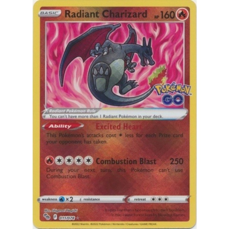 Pokemon TCG SS10.5 Pokemon Go Radiant Charizard - 011/078 - Radiant ...