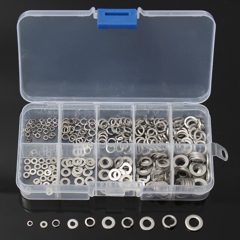 300pcs M2-M6 Assorted 304 Stainless Steel Sump Plug Flat Spring Washer ...