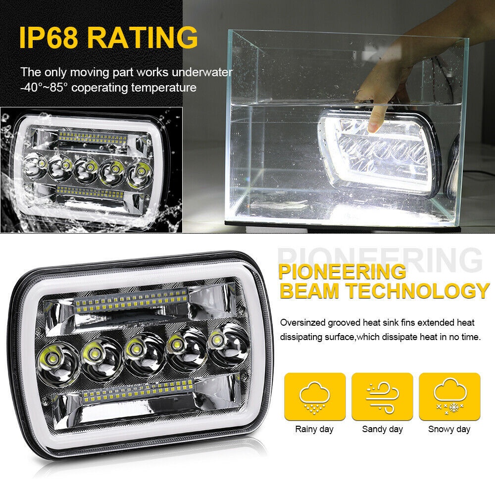 【Ready Stock】Wrangler 23.3cm Square Light 5X7 LED Car Engineering Off ...