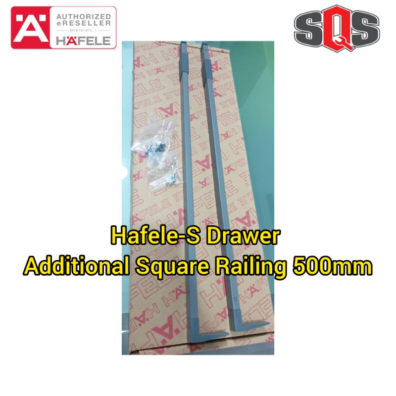 Hafele-S Drawer Additional Square Railing 500mm (1 pair) | Shopee Malaysia