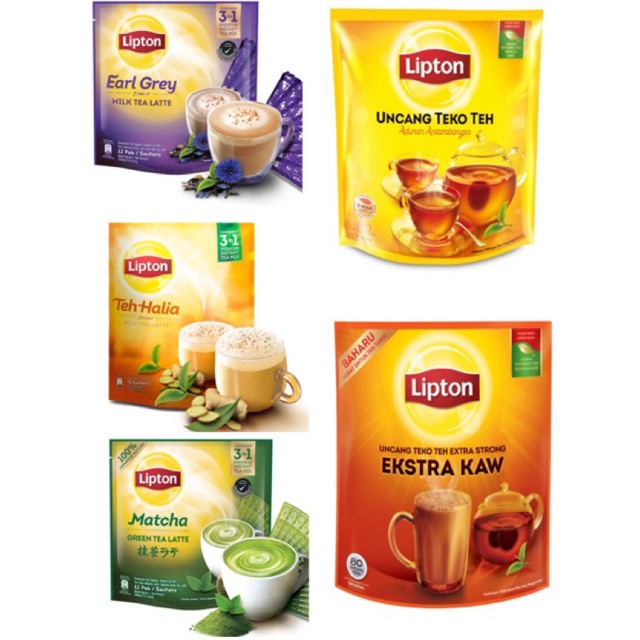 Lipton 3in1 Instant Mix Milk Tea Latte Teh Tarik/Halia/Earl Grey/Green ...
