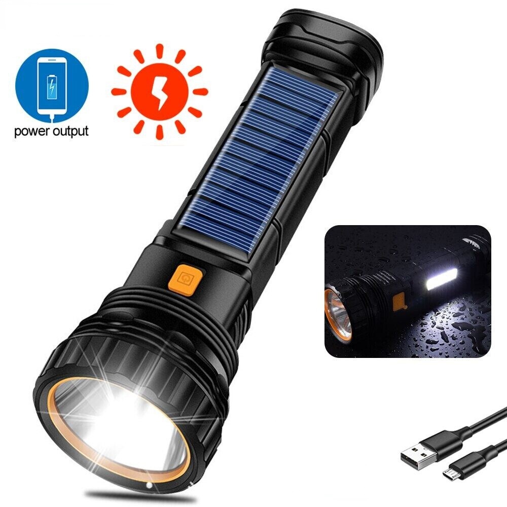 Solar flashlight rechargeable lampu suluh terang jarak jauh original ...