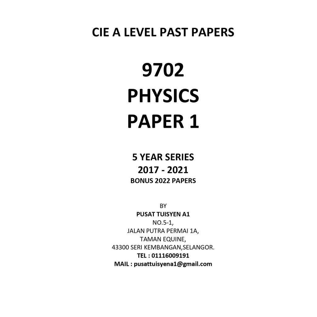 A Level Past Year Papers Physics 9702 | Shopee Malaysia