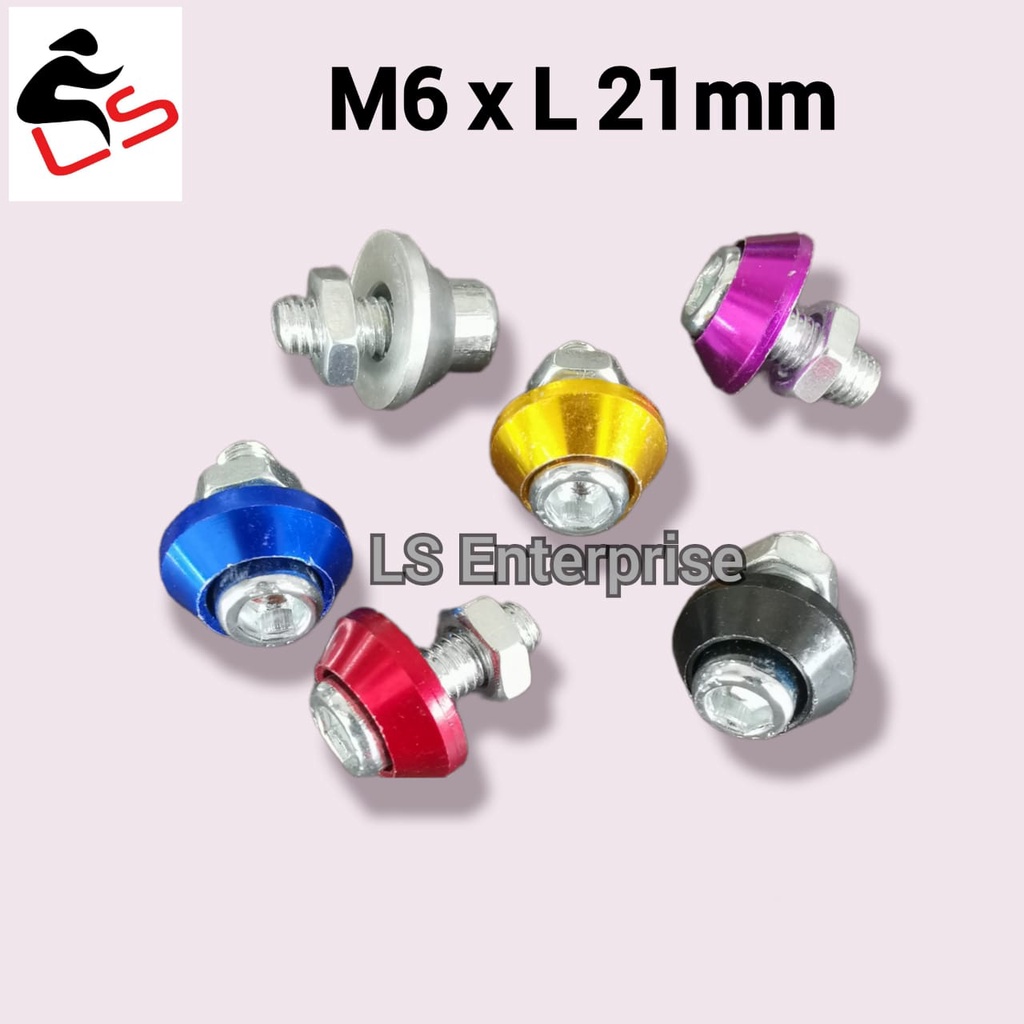M6 Alloy Screw Number Plate Skru Motorcycle Bicycle Universal Screw Nut ...