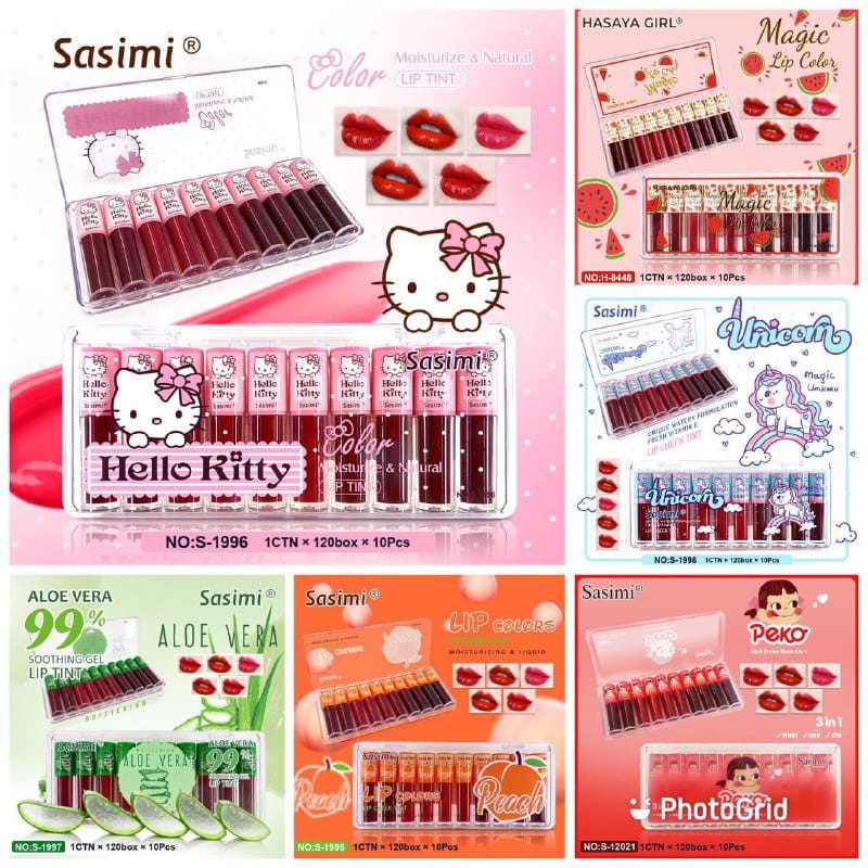 10PCS Mini LIPTINT SASIMI/COOLPOP 1BOX inside10PCS LIPTINT Aloe ...