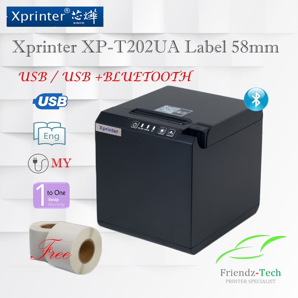 XPrinter XP-T202UA Thermal Barcode / Receipt Printer Label Sticker 58mm ...