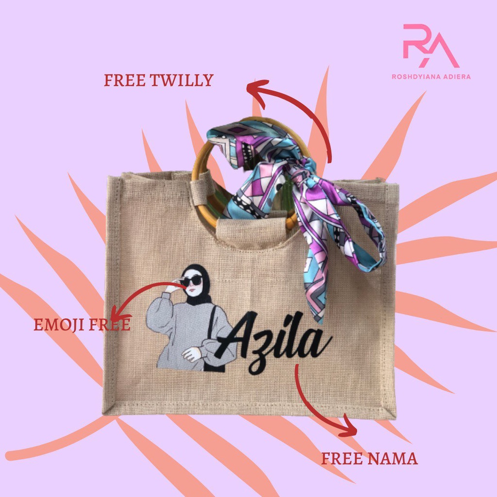 JUTE BAG SMALL ROTAN (FREE TWILLIY & EMOJI) | Shopee Malaysia