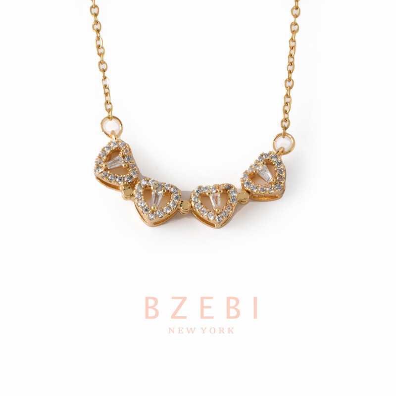 BZEBI 18k Gold Necklace with Diamond Pendant Emas 916 Anti-rust Fashion ...