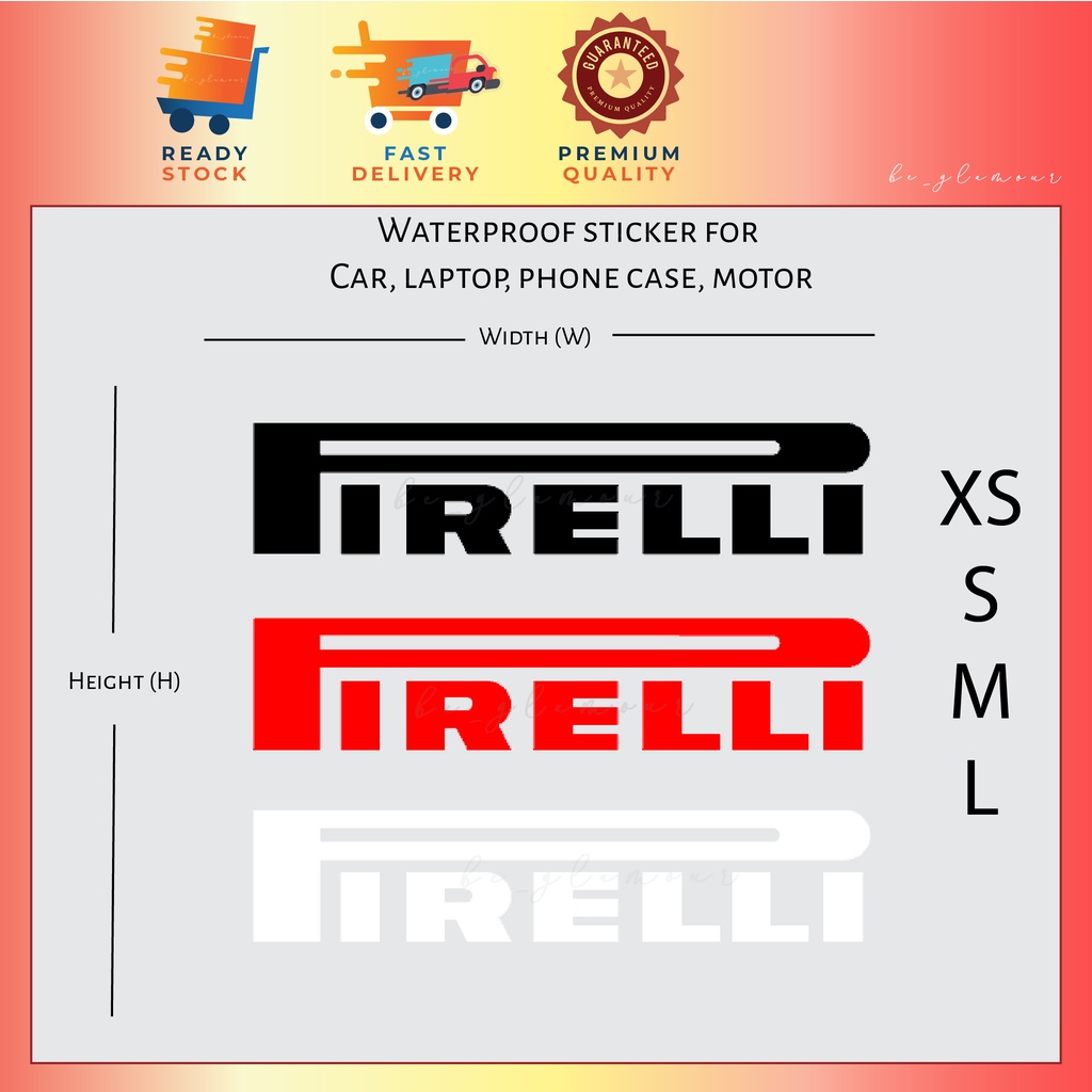 Pirelli Sticker Reflective stiker kereta motor racing tyre motorsport ...