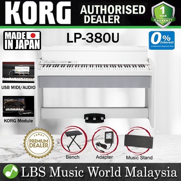 KORG LP-380U 88 Key Digital Piano White with Bench (LP380U LP 380U ...