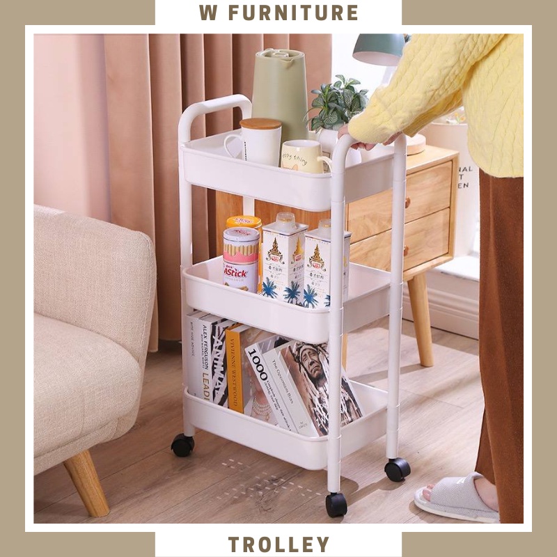 WFurniture Trolley Rack 3 Tier Multifunction Storage Office Shelves ...