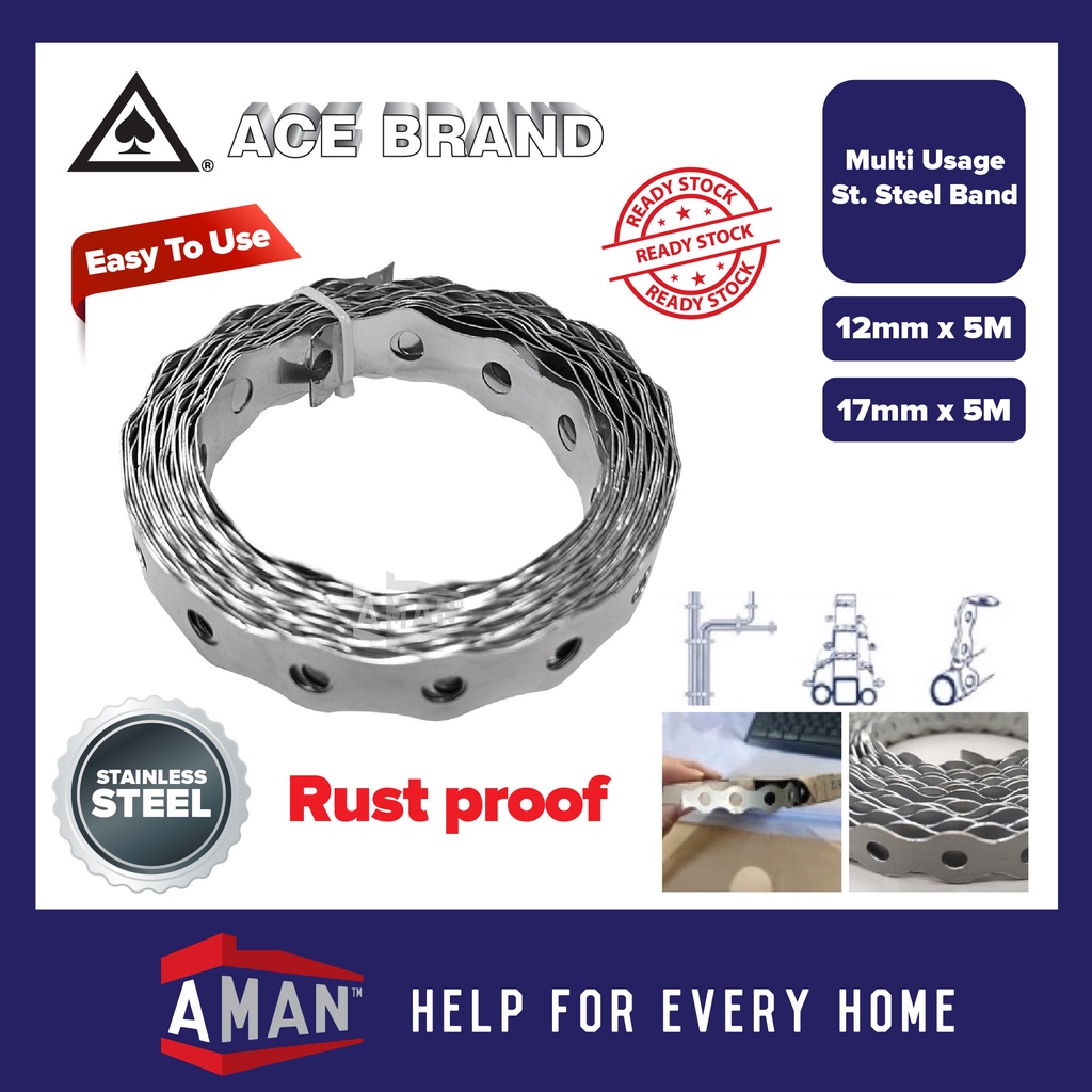 Multi Purpose Steel Band Bend Besi Stainless Steel Band 8 Meter 12MM ...
