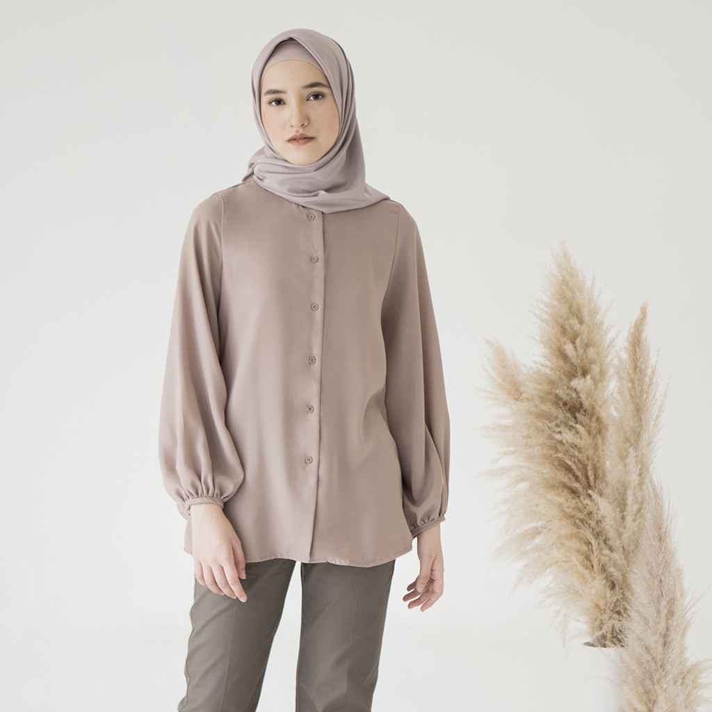 Kalinda by Aska Label - Tops blouse Women basic polos crepe Material full Button friendly wudhu ...