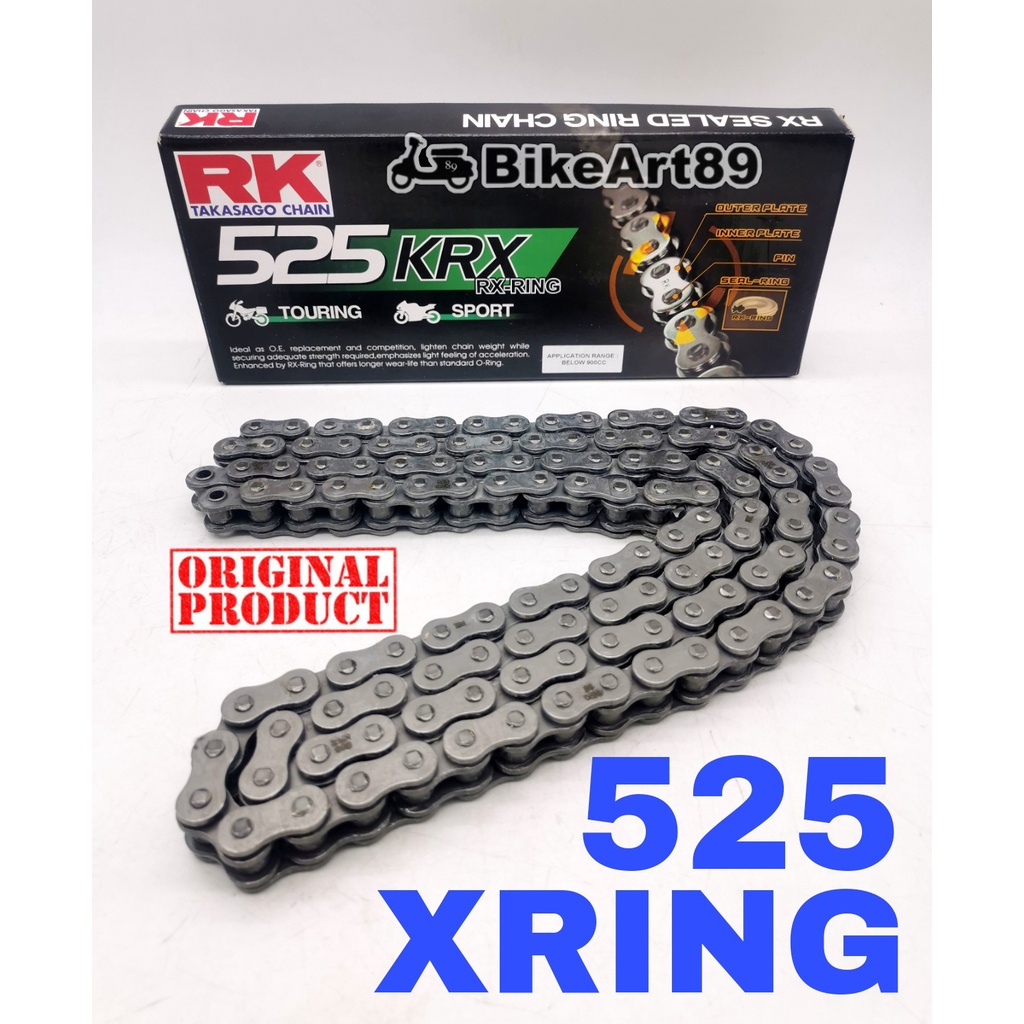 RK Black Chain 525 X-ring 525 Xring Rantai Hitam RX-RING 525KRX 100% ...
